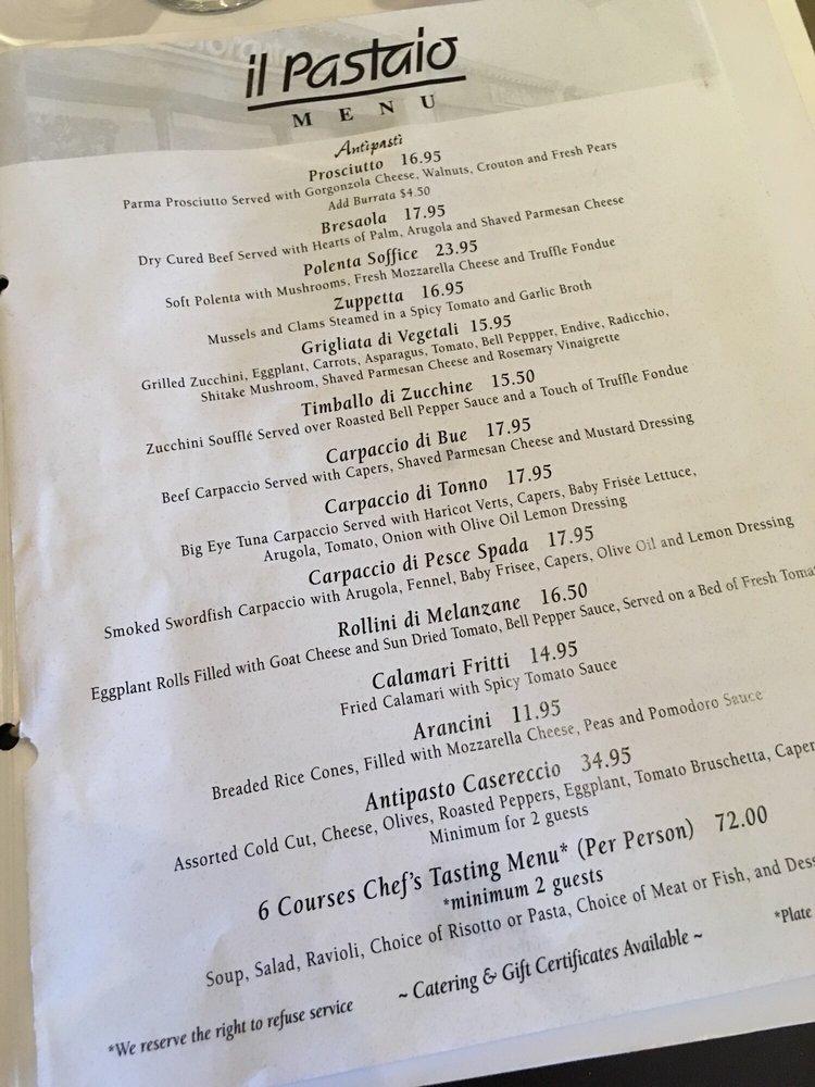 Menu at Il Pastaio restaurant, Beverly Hills
