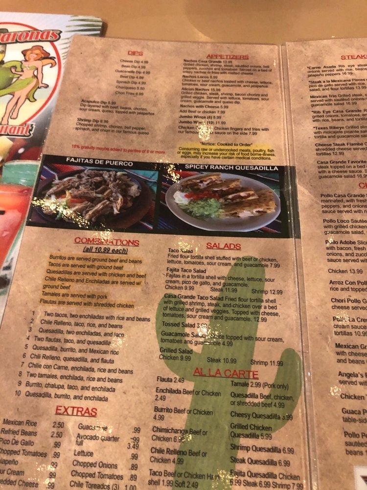 Menu at Las Brazas Mexican Cuisine pub & bar, Valdosta
