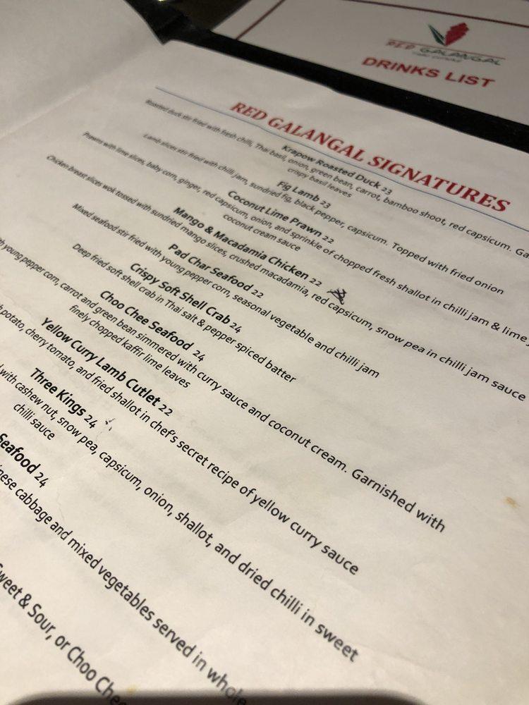 Menu at Red Galangal Thai Restaurant Rouse Hill, Rouse Hill
