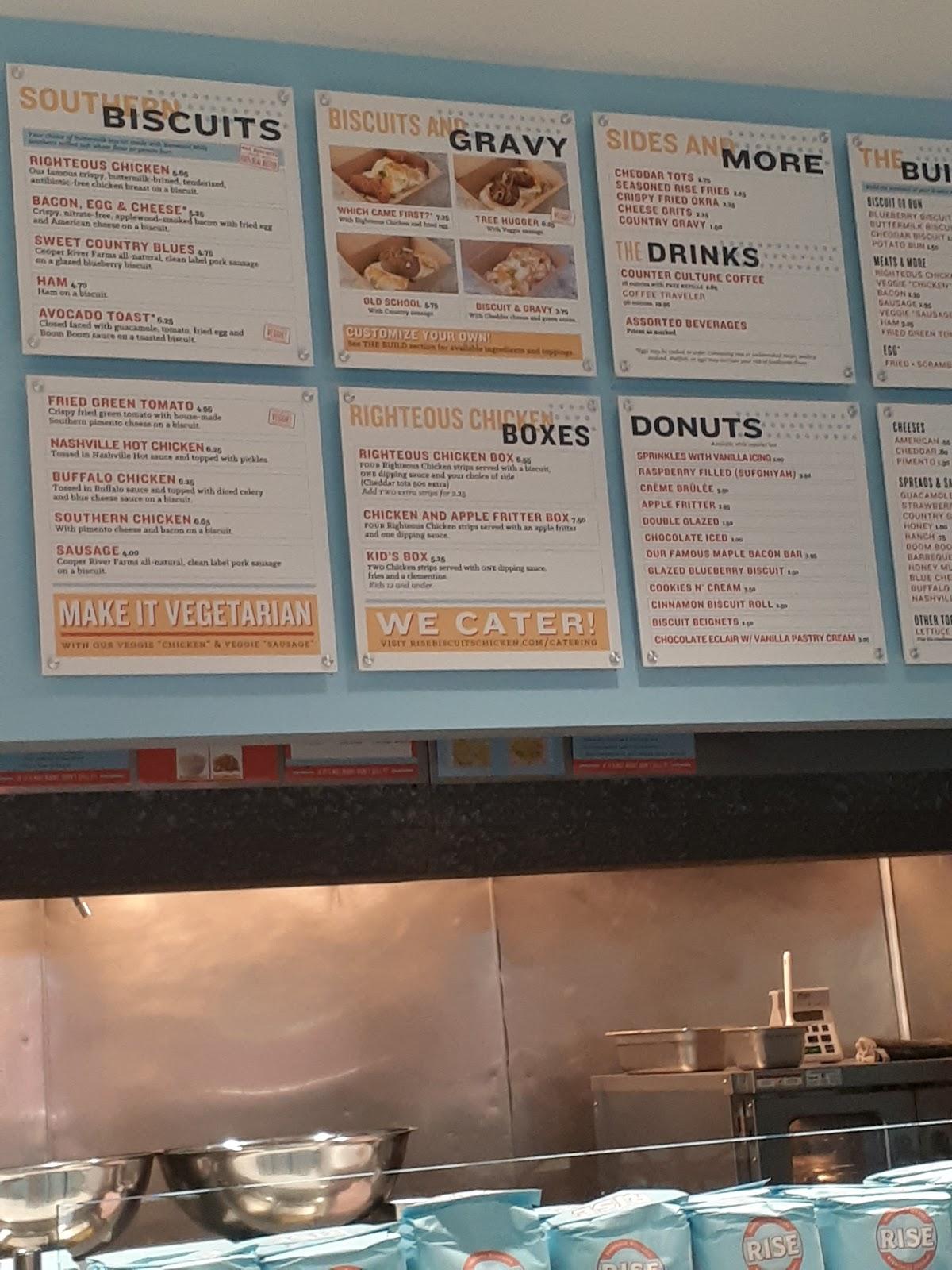 Menu at Rise Southern Biscuits and Righteous Chicken restaurant, Tulsa