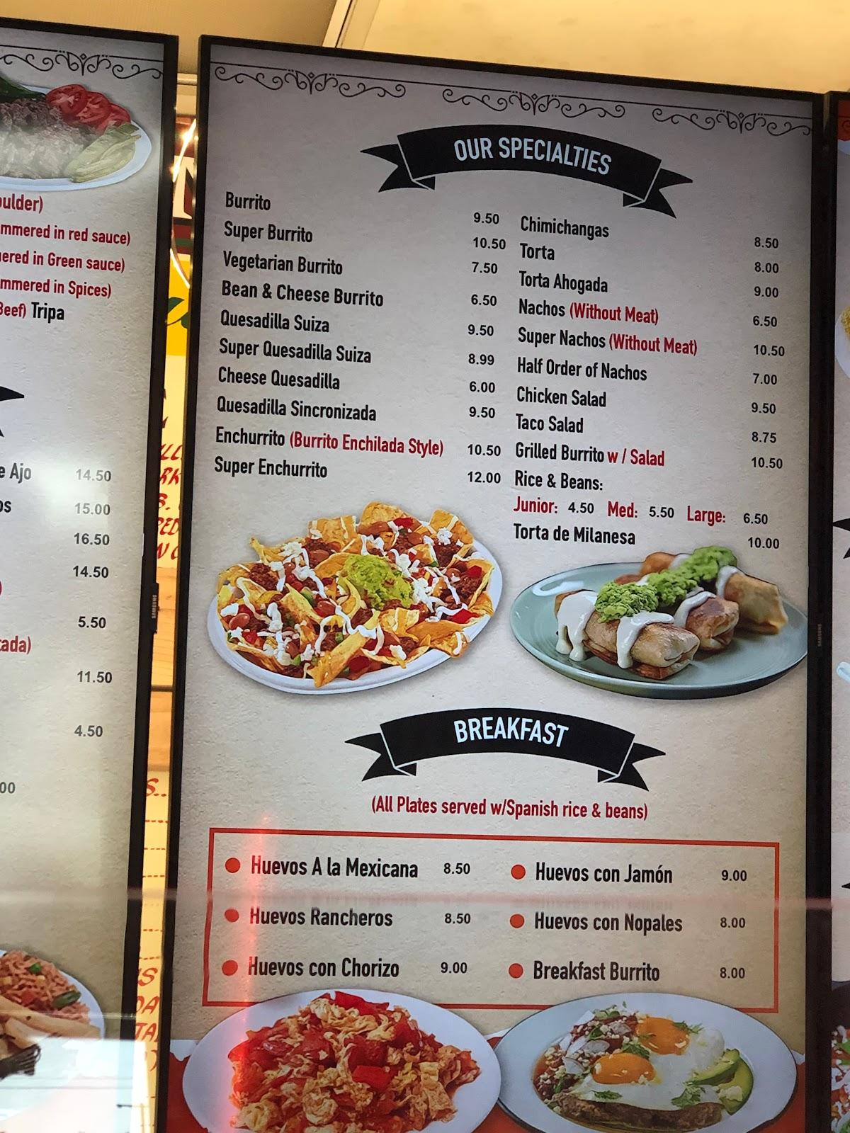 Menu at Taqueria Manteca Mexican Grill restaurant, Manteca, 275 W ...