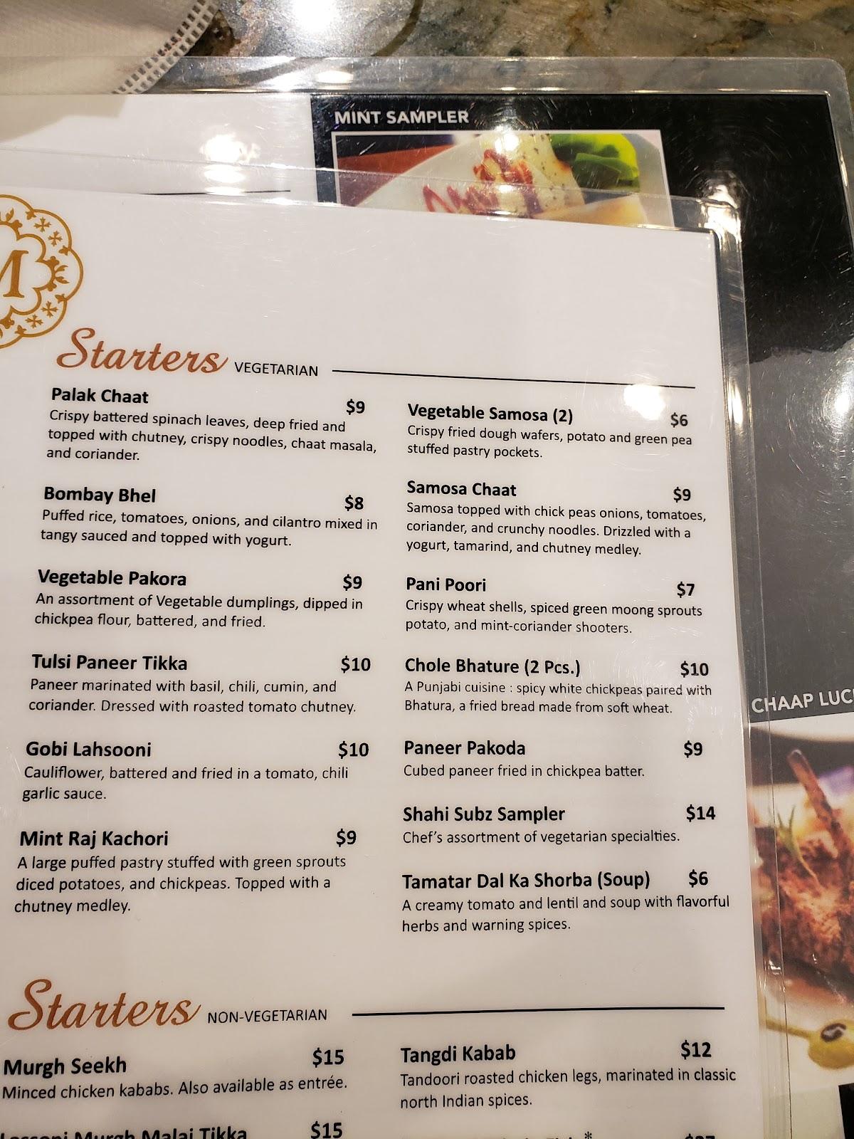 Menu at The Mint Room restaurant, Bel Air