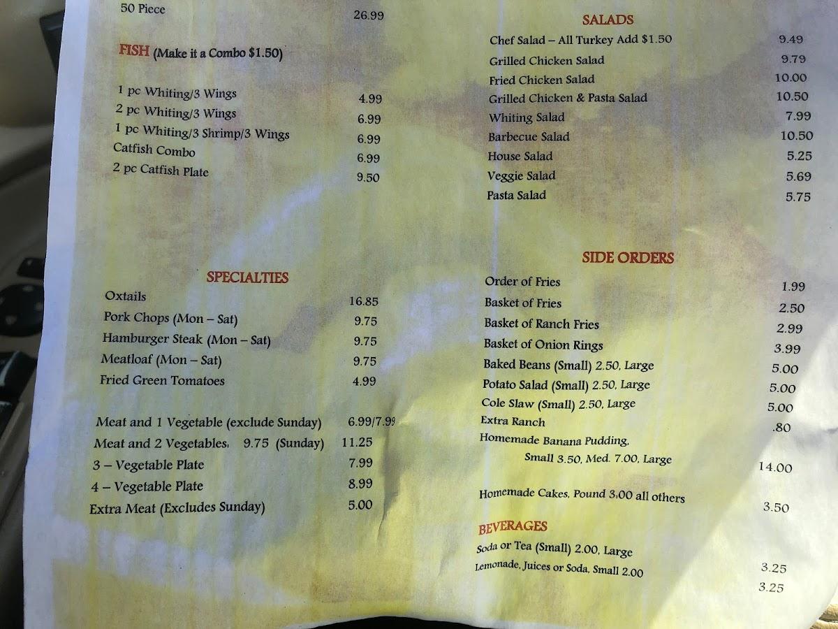 Menu at Top That Grille II restaurant, Birmingham, Bessemer Rd