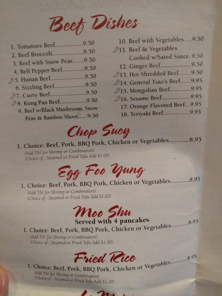 Menu at Wei Asian Café restaurant, Tucson