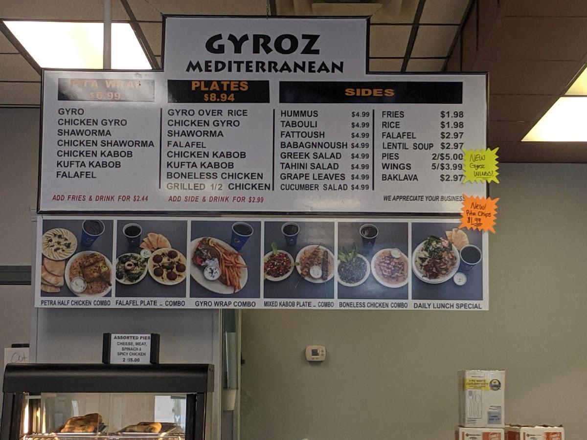 Menu at Gyroz Eatery restaurant, Lexington