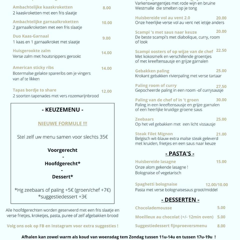 Speisekarte von Koffiehuis Cupido, Eeklo
