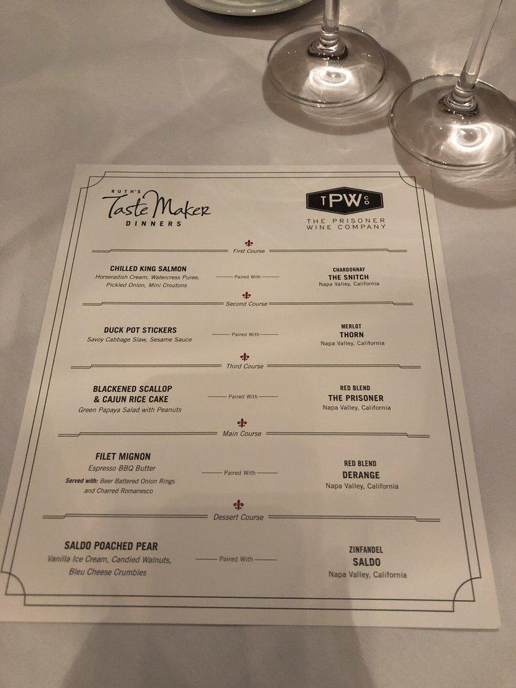 Menu at Ruth's Chris Steak House pub & bar, Reno