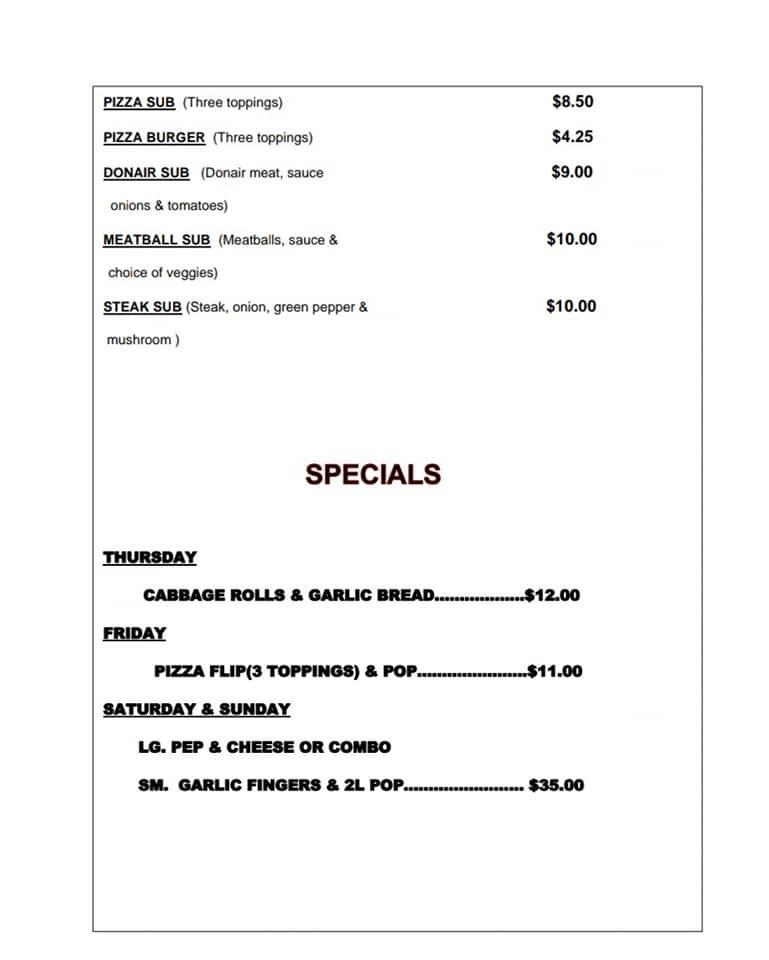Menu at Simply Pizza pizzeria, Indian Brook
