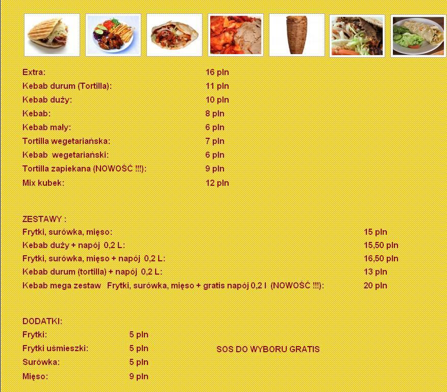 Menu at Ankara kebab restaurant, Elk