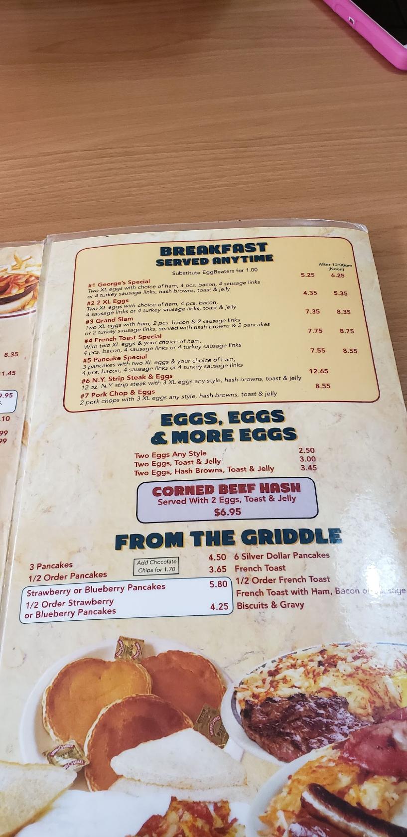 Menu at Big George's Coney Island pub & bar, USA