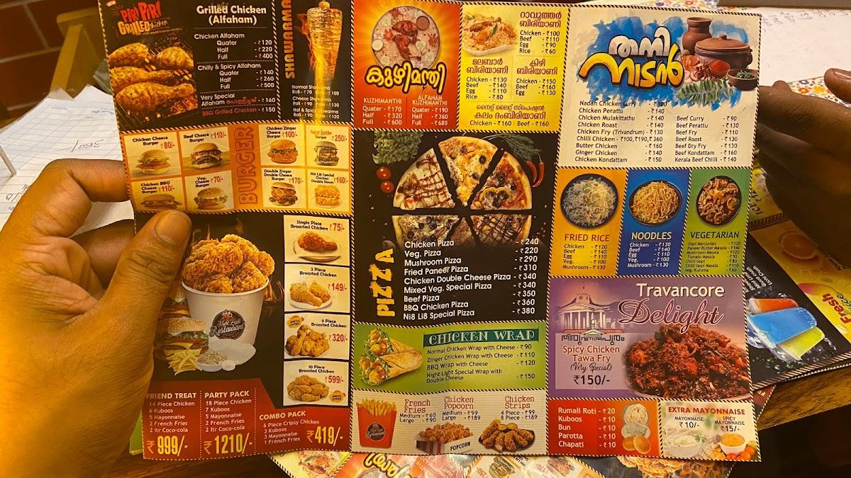 Menu at Night Light Restaurant, Tattamangalam