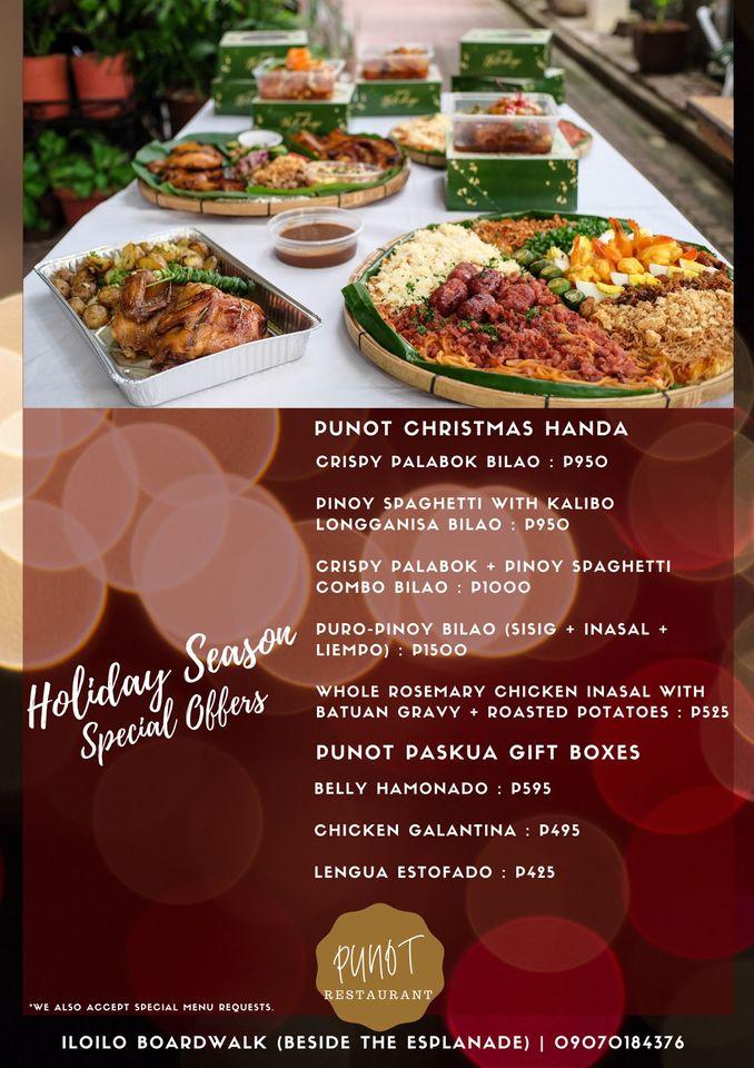 Menu at PUNOT restaurant, Iloilo City