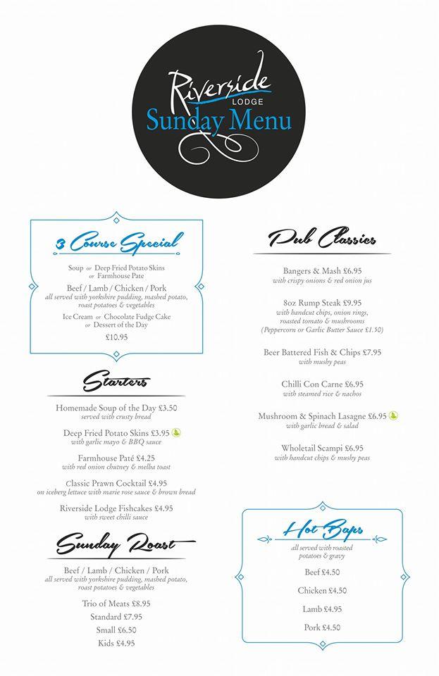 Menu at The New Riverside Lodge, Morpeth restaurant, Morpeth