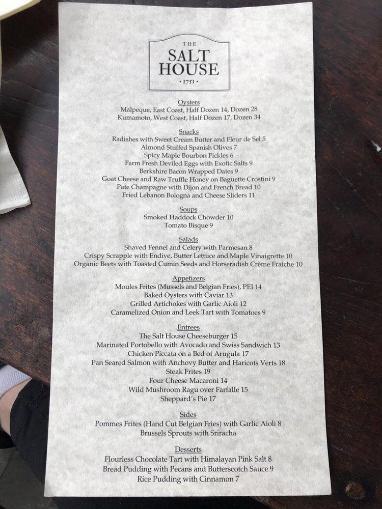 Menu at The Salt House pub & bar, New Hope