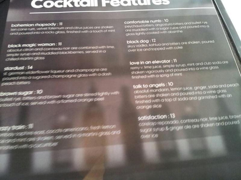 Menu at W Hotel Living Room pub & bar, Atlanta