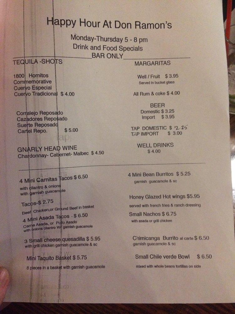 Menu at Don Ramon's Mexican Restaurant, Huntington Beach