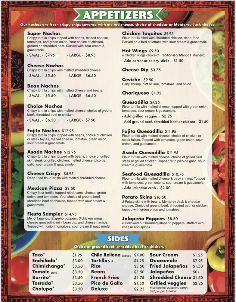 Menu at Los Girasoles restaurant, Grinnell