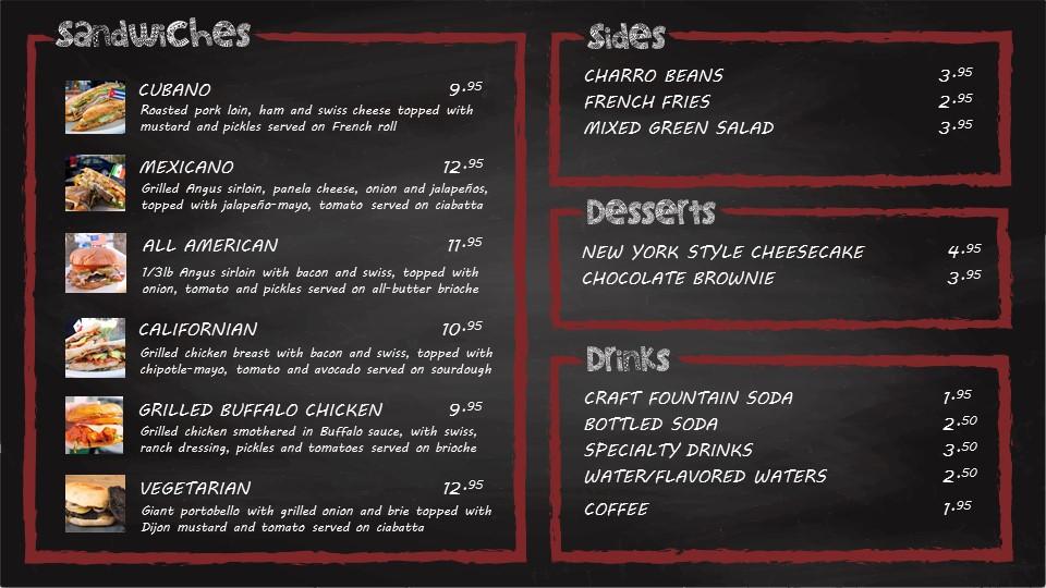 Menu at The Butcher’s Grill House fast food, San Diego