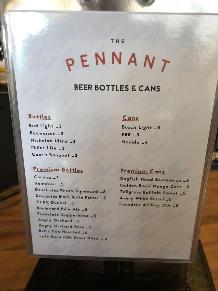 Menu at The Pennant restaurant, Topeka
