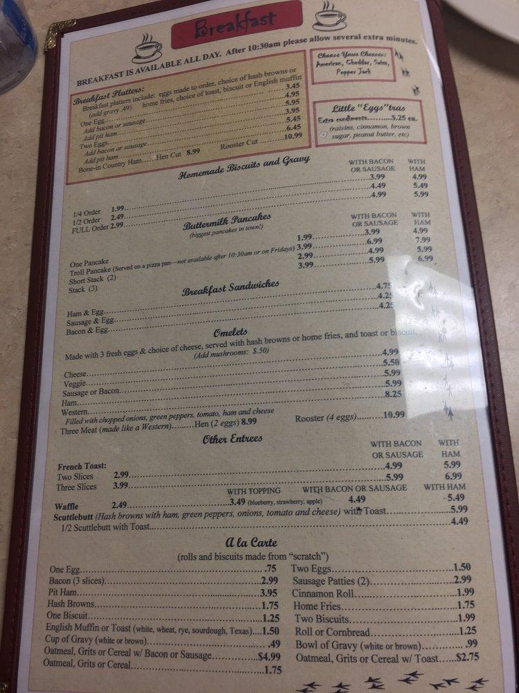 Menu at Clifton's Westside Cafe, Lebanon