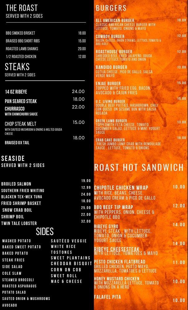 Menu at Roast Cafe Bistro, Union City