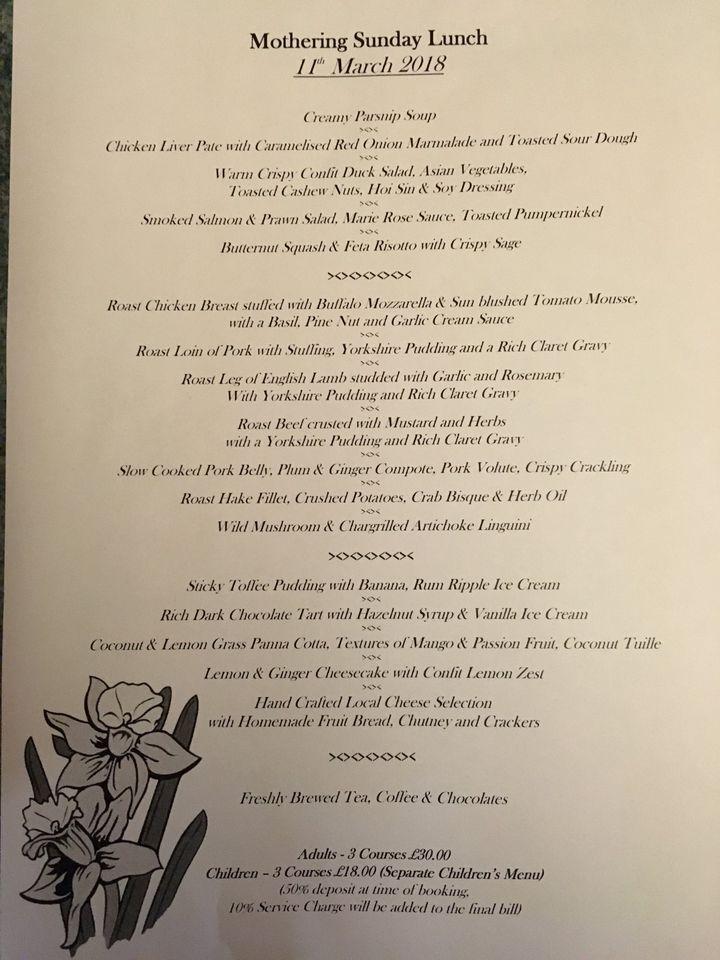 Menu at The Middle House pub & bar, Mayfield