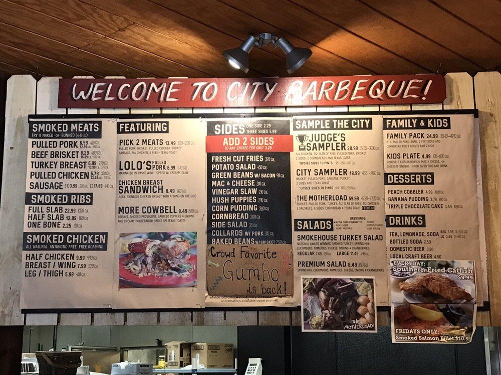 Menu at City Barbeque, Centerville, 5 E Franklin St