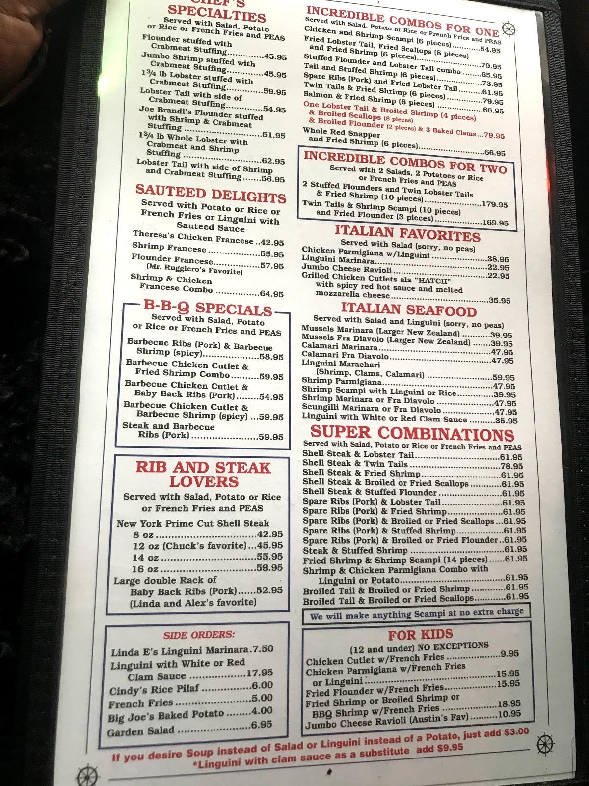 Menu at JP's restaurant, Mount Vernon