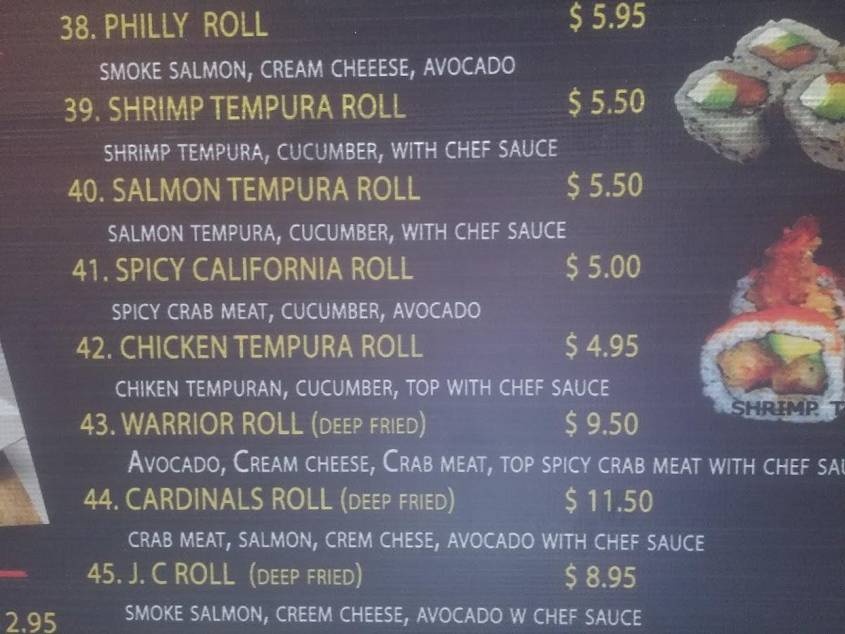 Menu at KASABI HIBACHI, SUSHI AND RAMEN restaurant, Warrenton