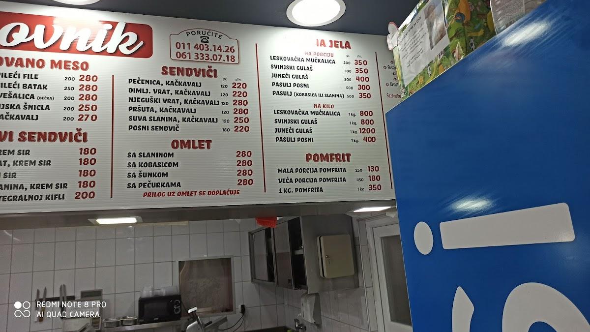 Menu at LESKO ŽAR restaurant, Belgrade, Patrisa Lumumbe 71g