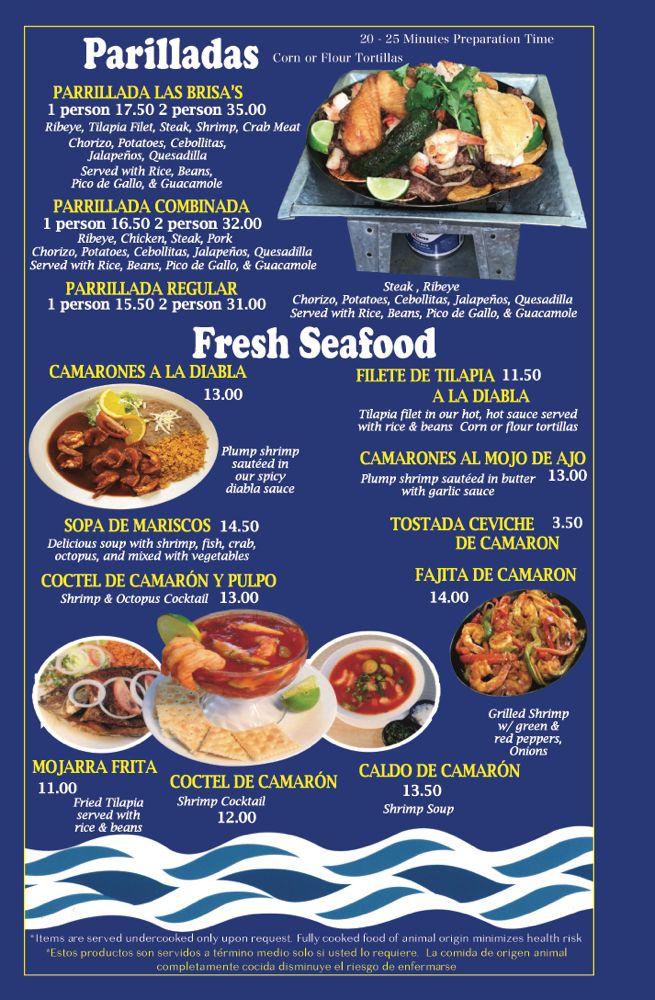 Menu at Las Brisa's pub & bar, Sheboygan