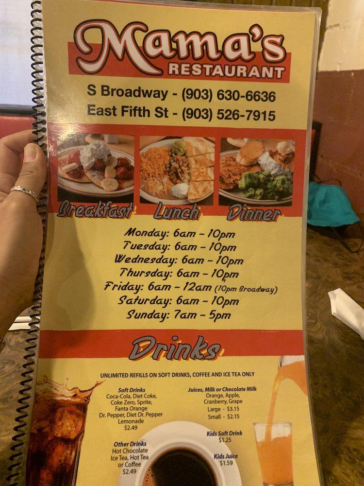 Menu at Mama's Restaurant, Tyler, E 5th St