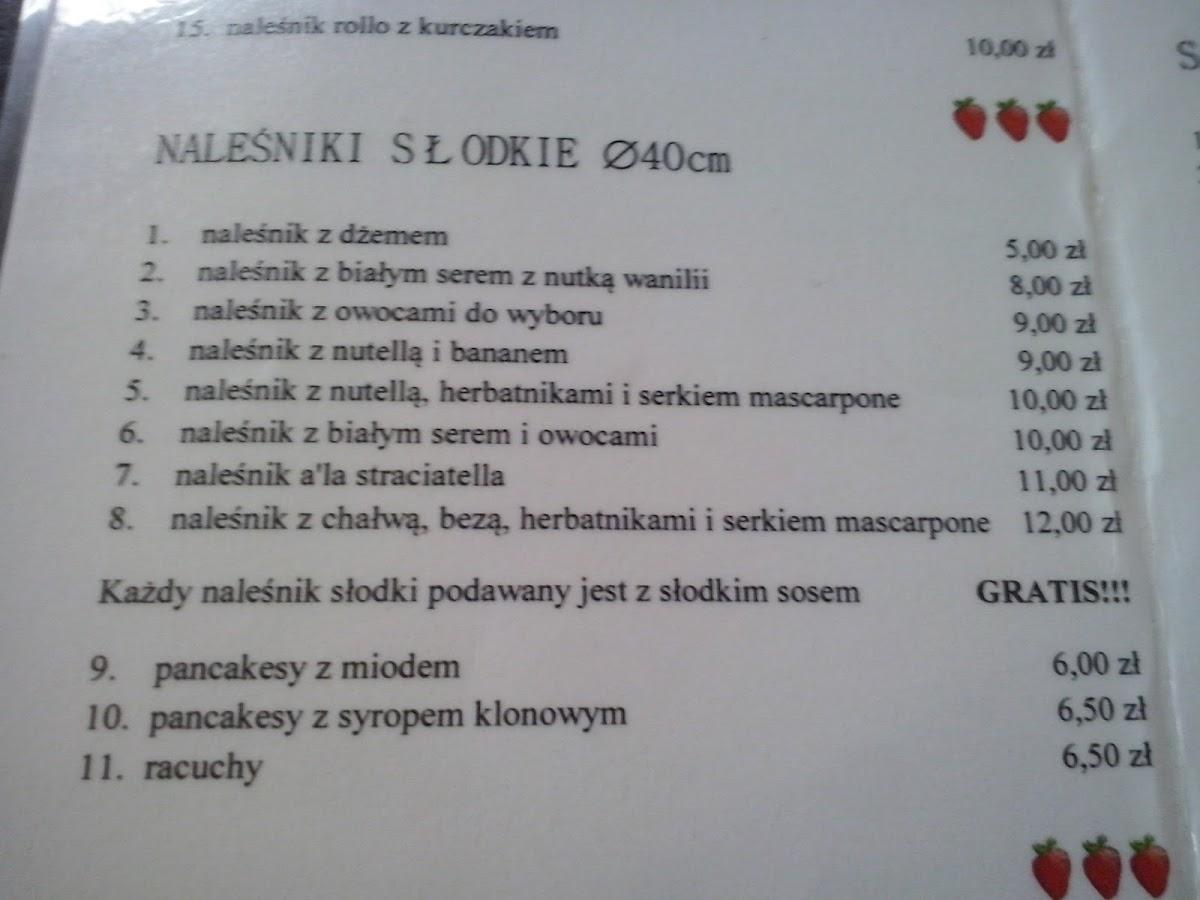 Menu at Naleśnikarnia Frykas restaurant, Bytów
