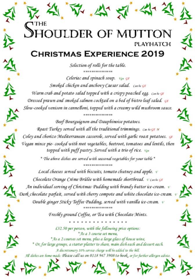 Menu at The Shoulder of Mutton pub & bar, Reading