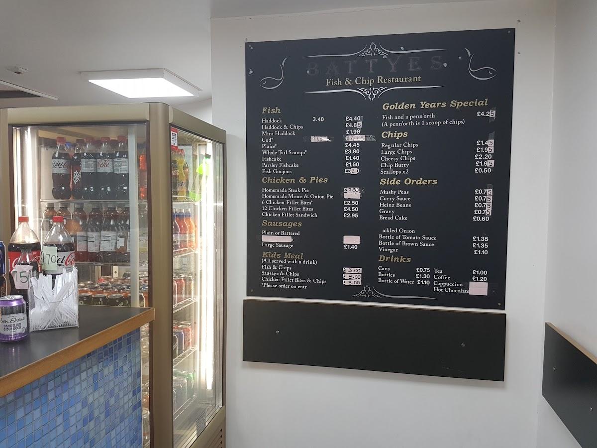 Menu at Battyes Fish & Chips fast food, Castleford