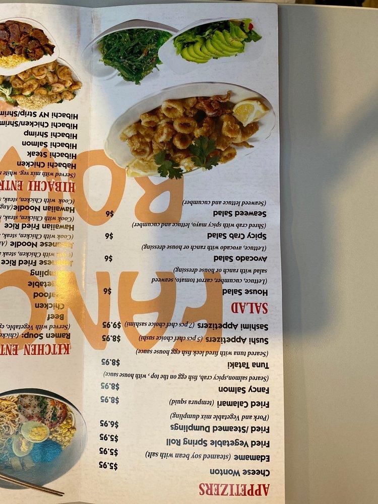 Menu at Fancy bowl restaurant, Sioux Falls