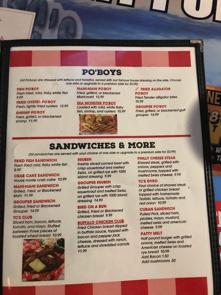 Menu at TC's Front Porch pub & bar, Navarre