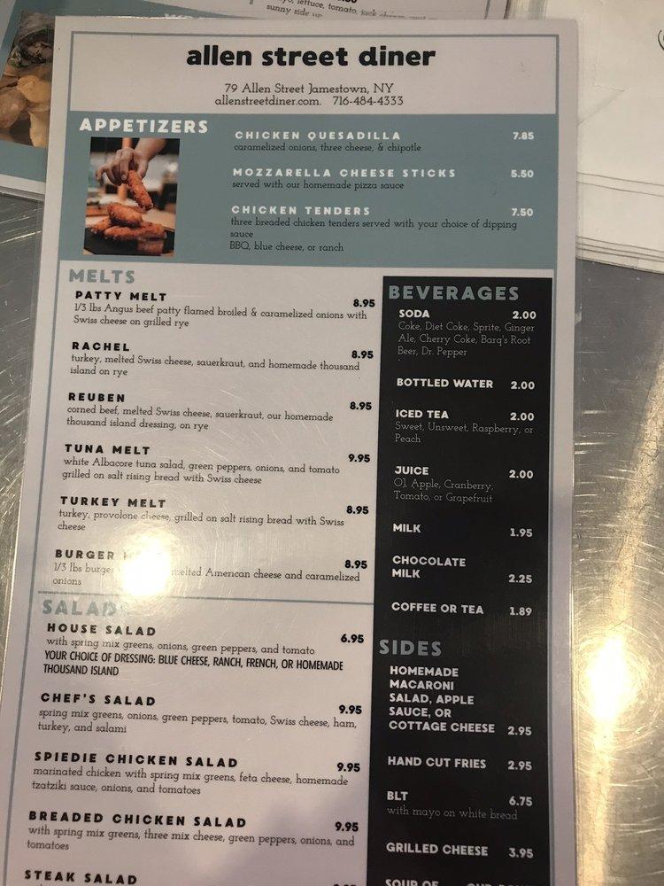 Menu at Allen Street Diner fast food, Jamestown