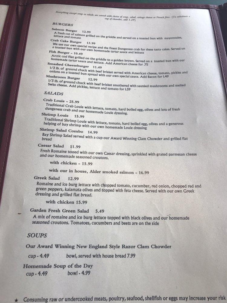 Menu at Home Port Restaurant, Ocean Shores