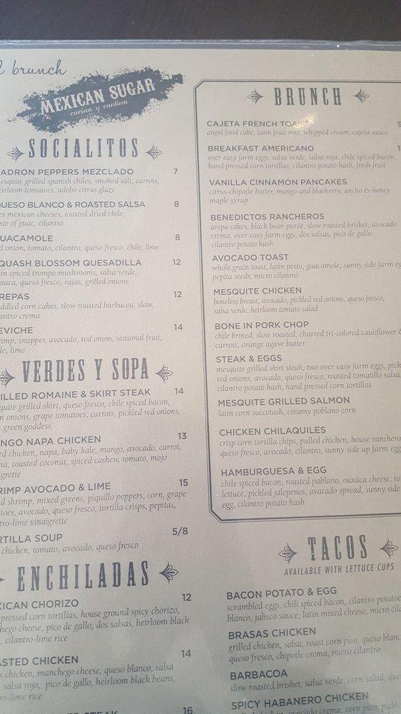 Menu at Mexican Sugar restaurant, Plano, Lone Star Dr Suite B150