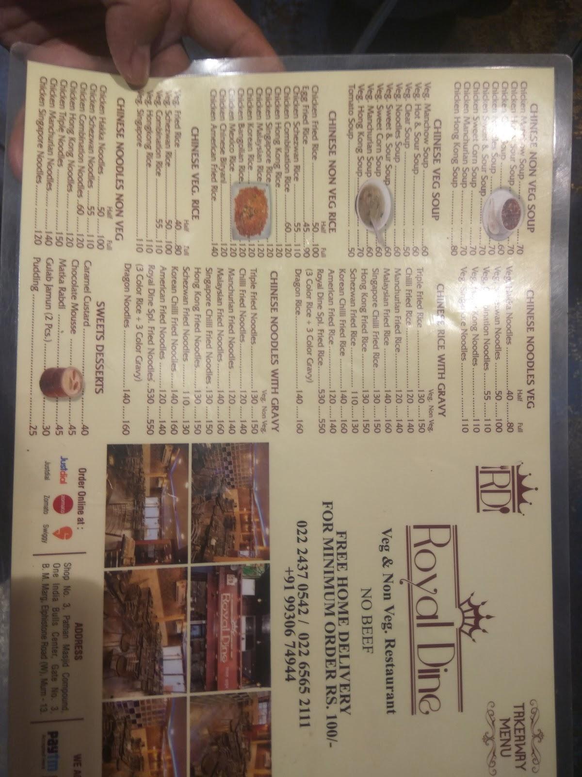 Menu at Royal Dine, Mumbai, Shop no 3