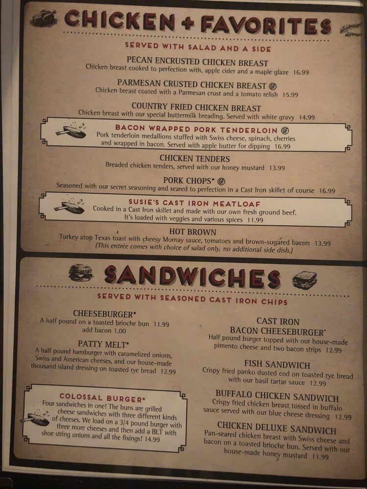 Menu at Cast Iron Steak House steakhouse, Jeffersonville, E Market St