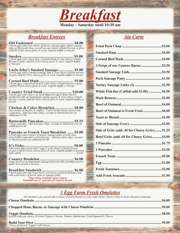 Menu at Farmer's Market Restaurant, Fort Myers
