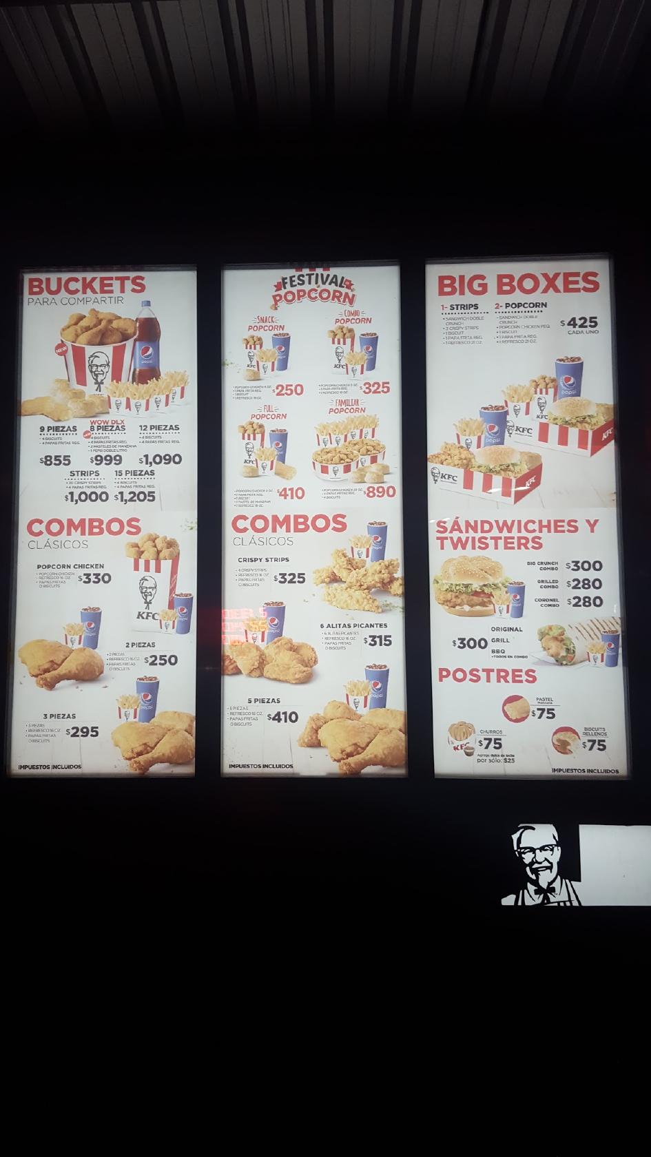 Carta del restaurante KFC, Santo Domingo Este, Estación del combustible ...