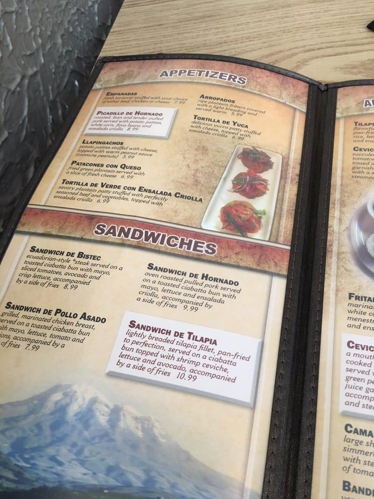 Menu at Mi Patria Ecuadorian Restaurant, West Des Moines