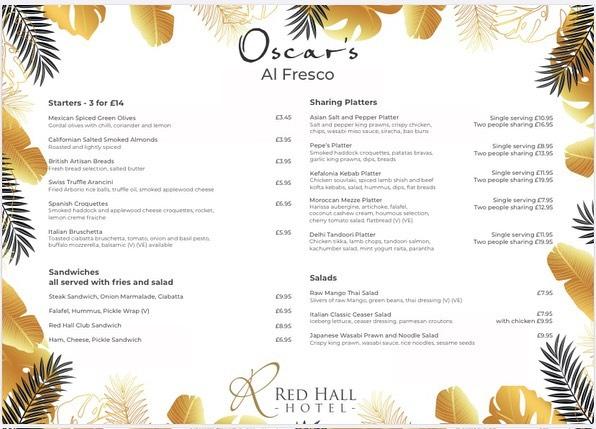 Menu at Oscars Restaurant, Bury, Bury Old Rd