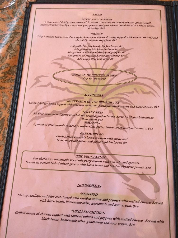 Menu at Sunset Grill restaurant, Sanibel