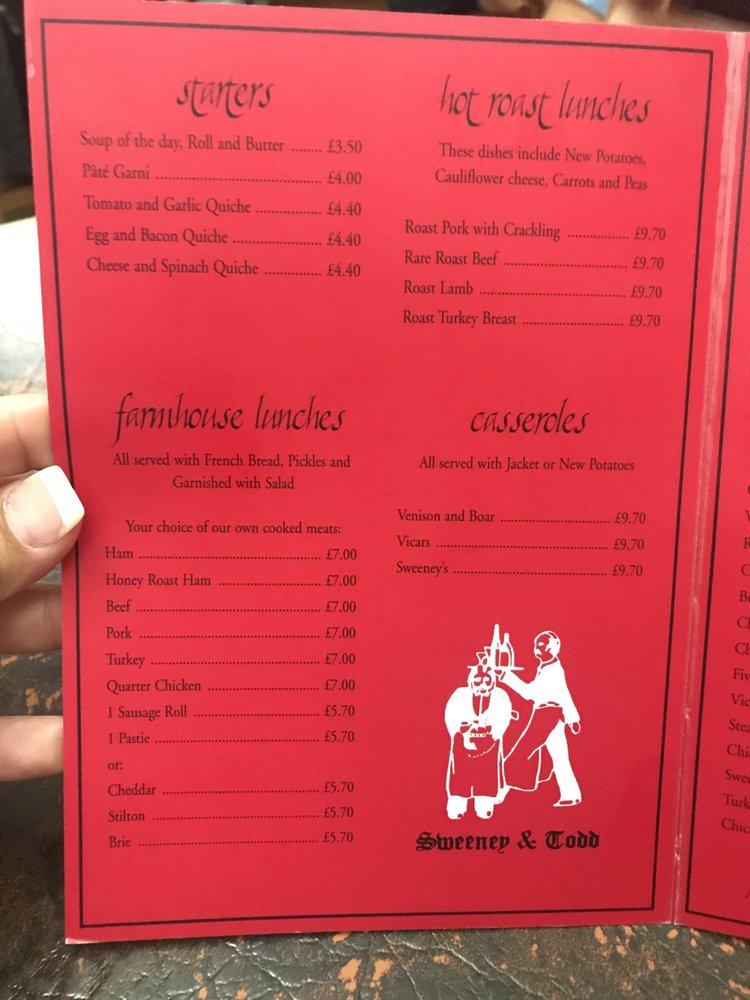 Menu at Sweeney & Todd restaurant, Reading