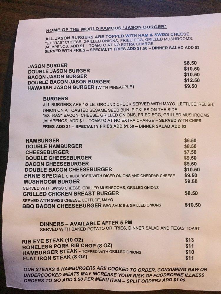 Menu at The Tuxedo Bar, Prescott
