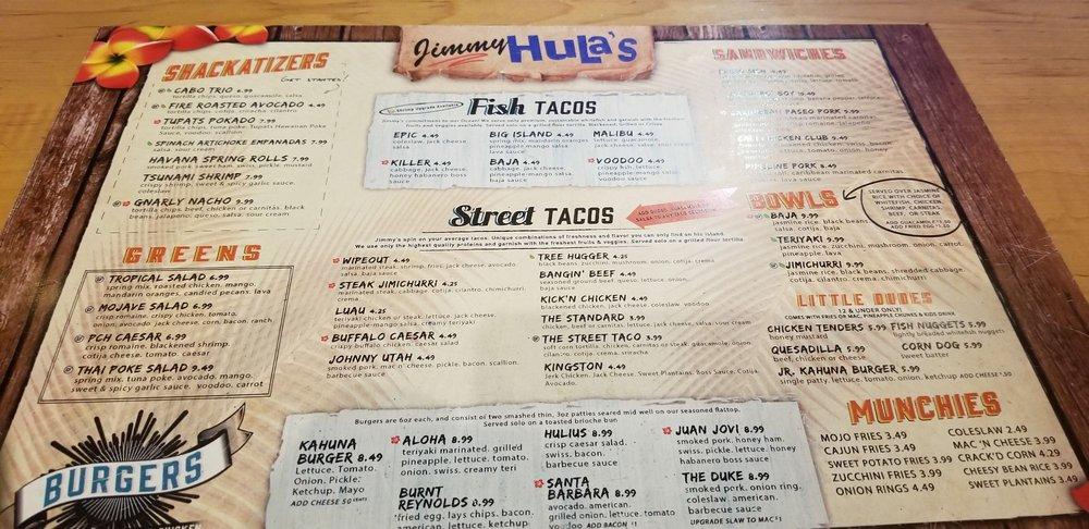 Carta del pub y bar Jimmy Hula's Clearwater Beach, Clearwater, 454 ...